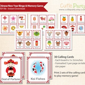 Chinese New Year Bingo & Memory Game Printable Chinese New | Etsy