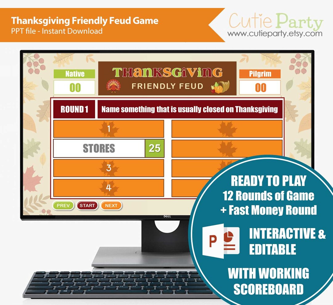 Thanksgiving Friendly Feud Game, Thanksgiving Trivia Game, Virtual ...