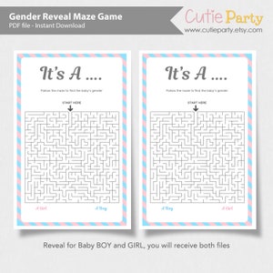 Gender Reveal Maze Game, Gender Reveal Baby Shower Game, Maze Baby ...