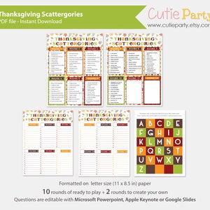 Thanksgiving Scattergories Fall Holiday Game Template - Etsy