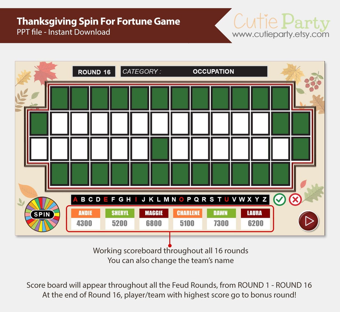 Wheel of Fortune Thanksgiving Wheel of Fortune Thanksgiving - Etsy UK