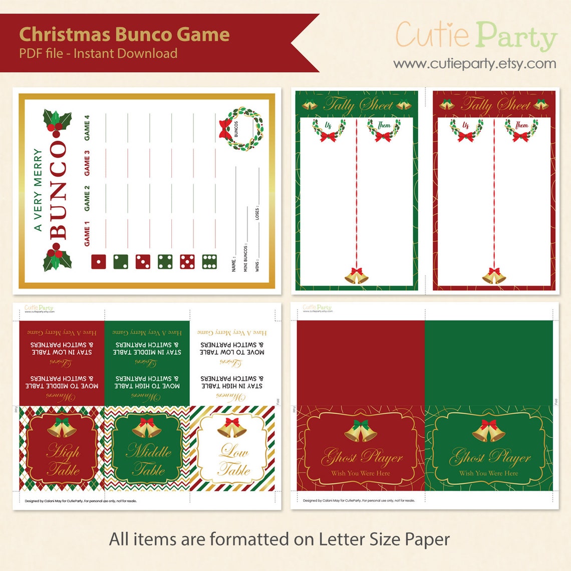 Bunco Set Printable Christmas Bunco Game Christmas Bunco - Etsy