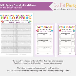 Easter Feud Game, Spring Holiday Friendly Feud, Spring Holiday Game ...