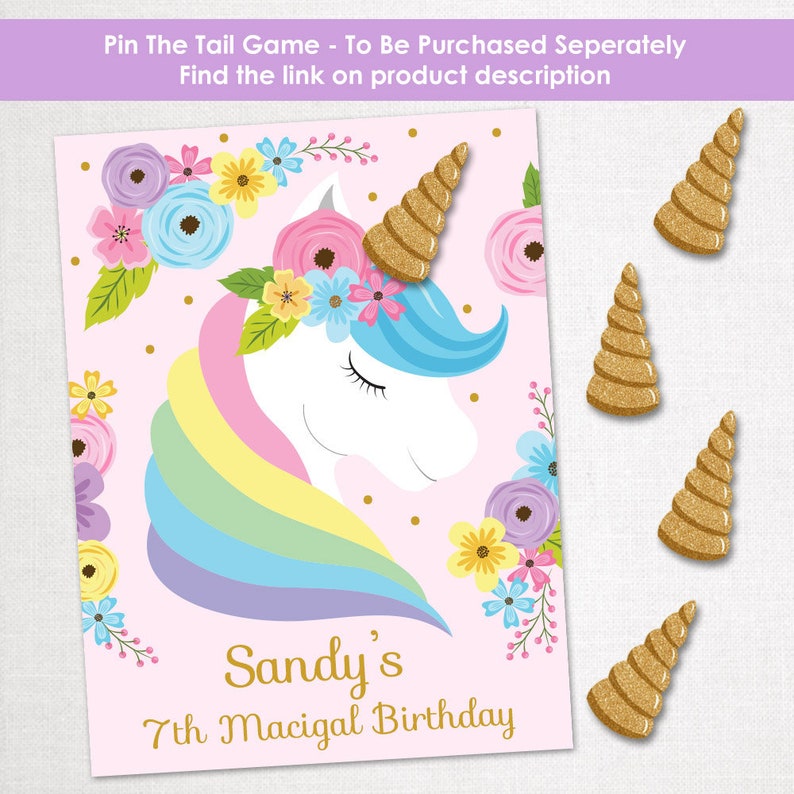 Unicorn Party Bingo Game Girl Birthday Party Bingo Game | Etsy