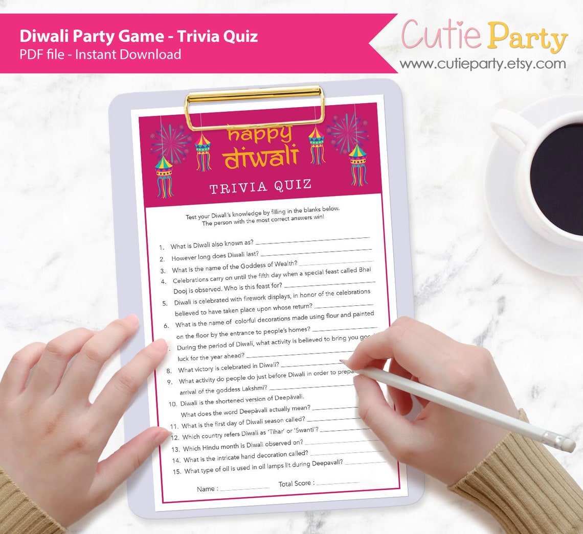 Diwali Trivia Game Diwali Party Game Printable Diwali Quiz | Etsy