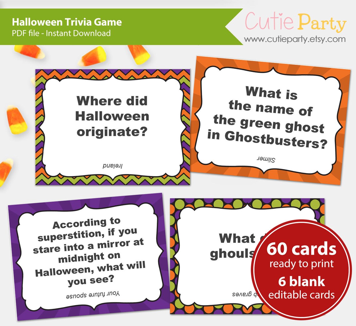 Halloween Trivia Game Halloween Guessing Game Halloween Quiz | Etsy