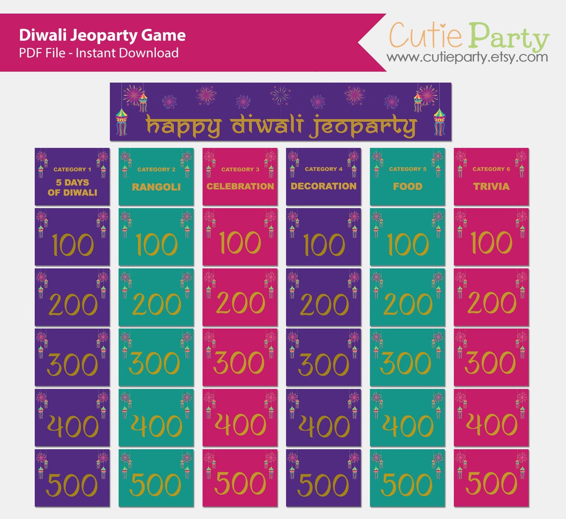Diwali Jeoparty Game Diwali Holiday Trivia Game Virtual | Etsy