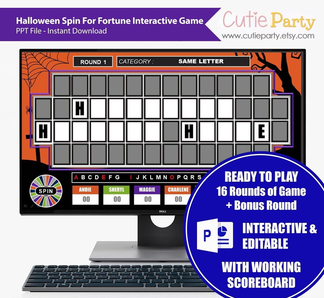 Halloween Interactive Game, Halloween Party Game, Spin for Fortune ...