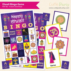 Diwali Bingo Game, Indian Holiday Party Bingo Game, Asian Holiday Bingo ...