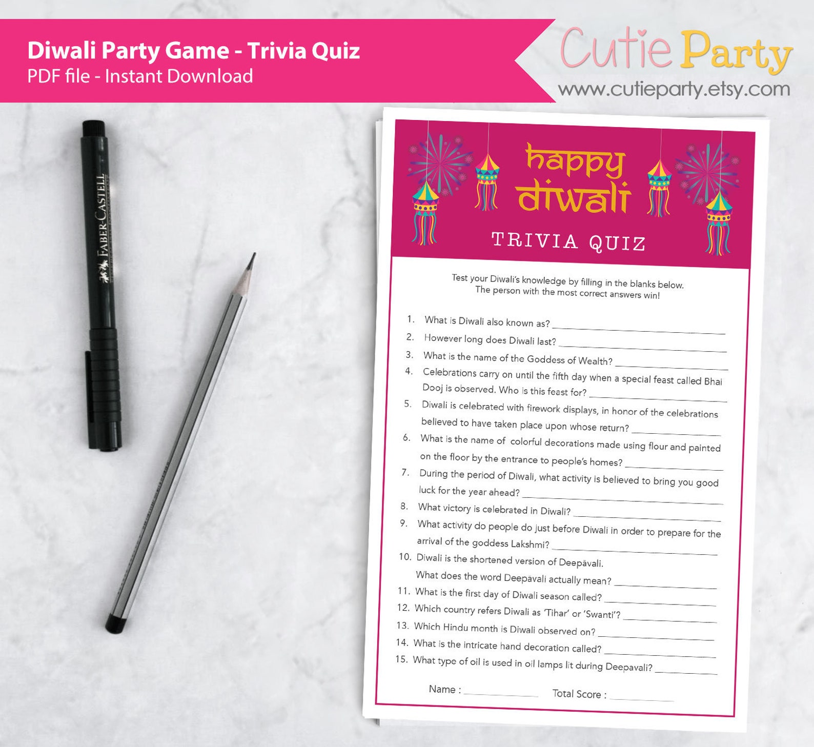 Diwali Trivia Game Diwali Party Game Printable Diwali Quiz - Etsy
