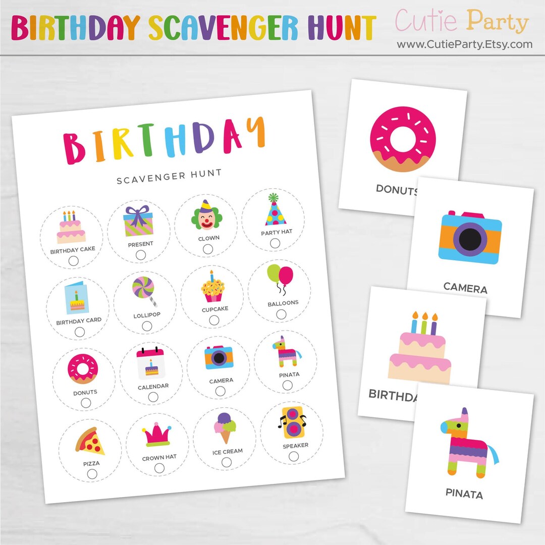 Birthday Scavenger Hunt, Birthday Party Game, Indoor Treasure Hunt ...