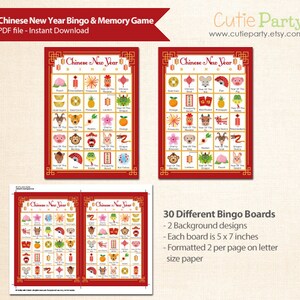 Chinese New Year Bingo & Memory Game Printable Chinese New | Etsy