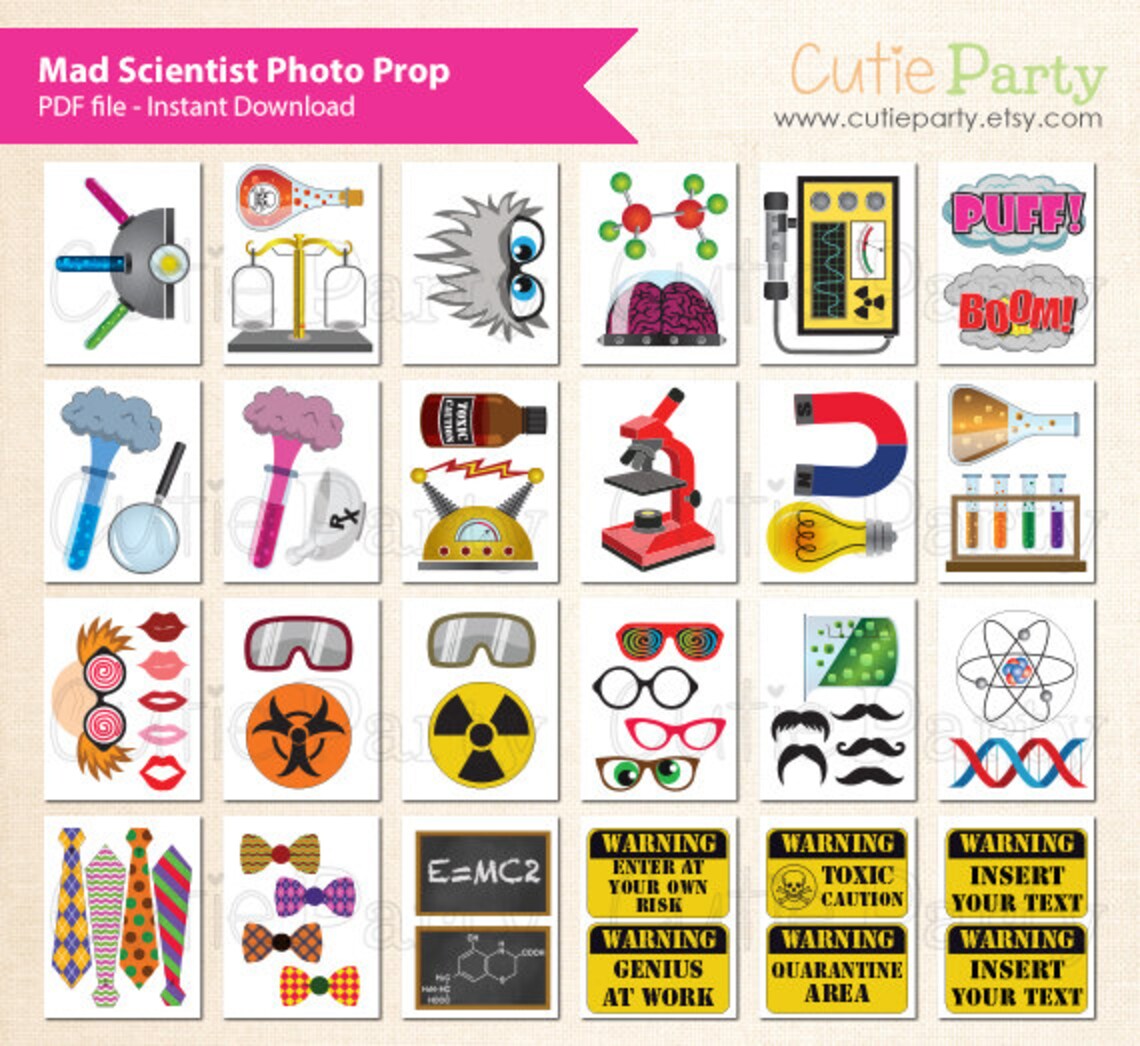 Mad Scientist Party Booth Prop Printable Children Science - Etsy