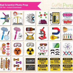 Mad Scientist Party Booth Prop Printable, Children Science Theme Photo ...