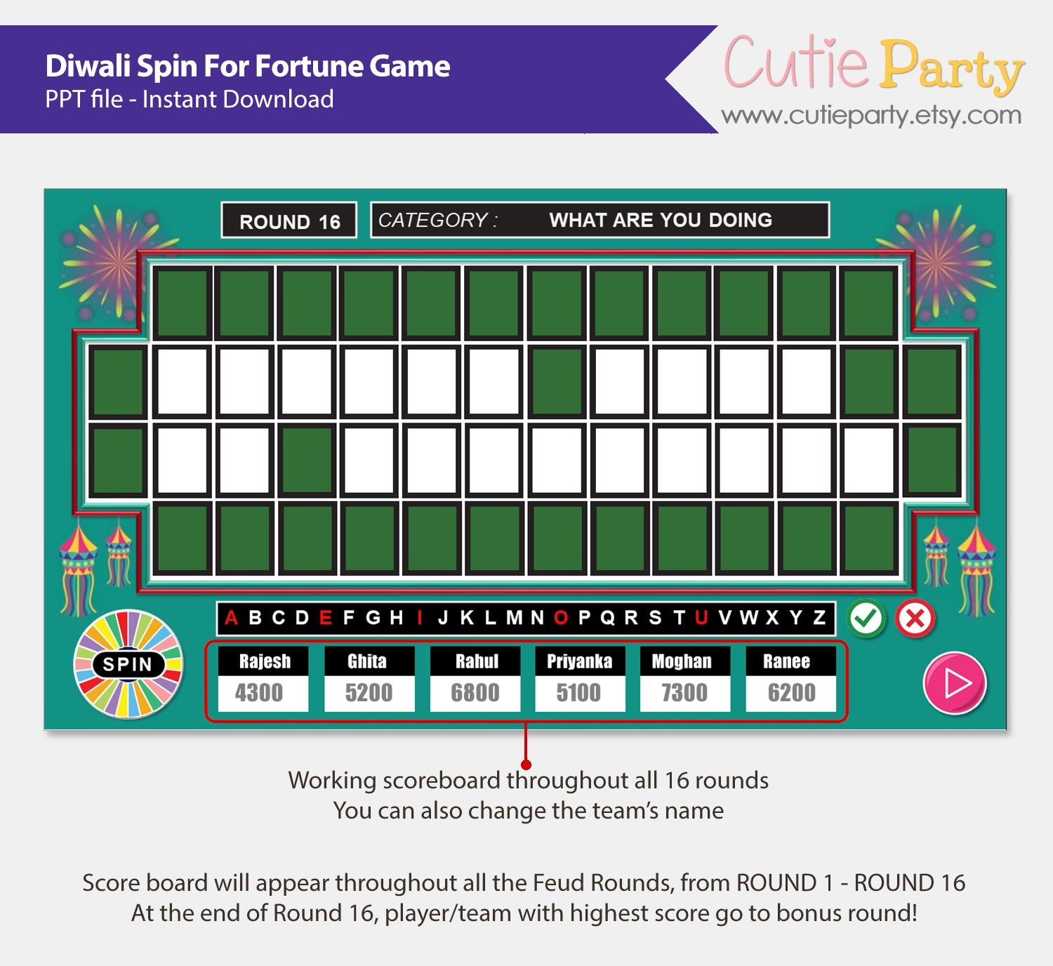 Wheel of Fortune, Diwali Wheel of Fortune, Diwali Trivia Quiz, Indian ...