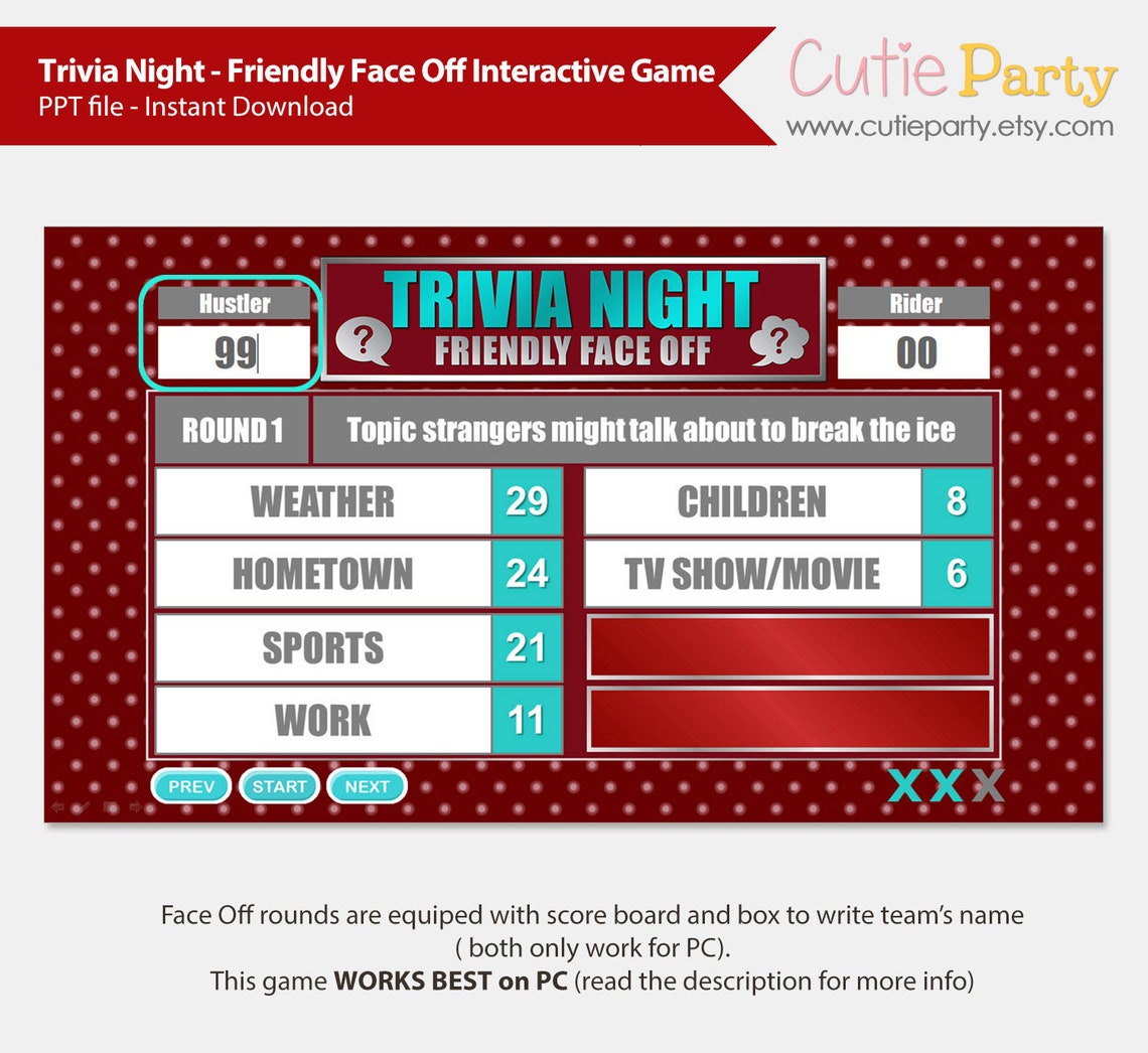 Trivia Night Friendly Feud Game, Virtual Party Trivia, Virtual Trivia ...