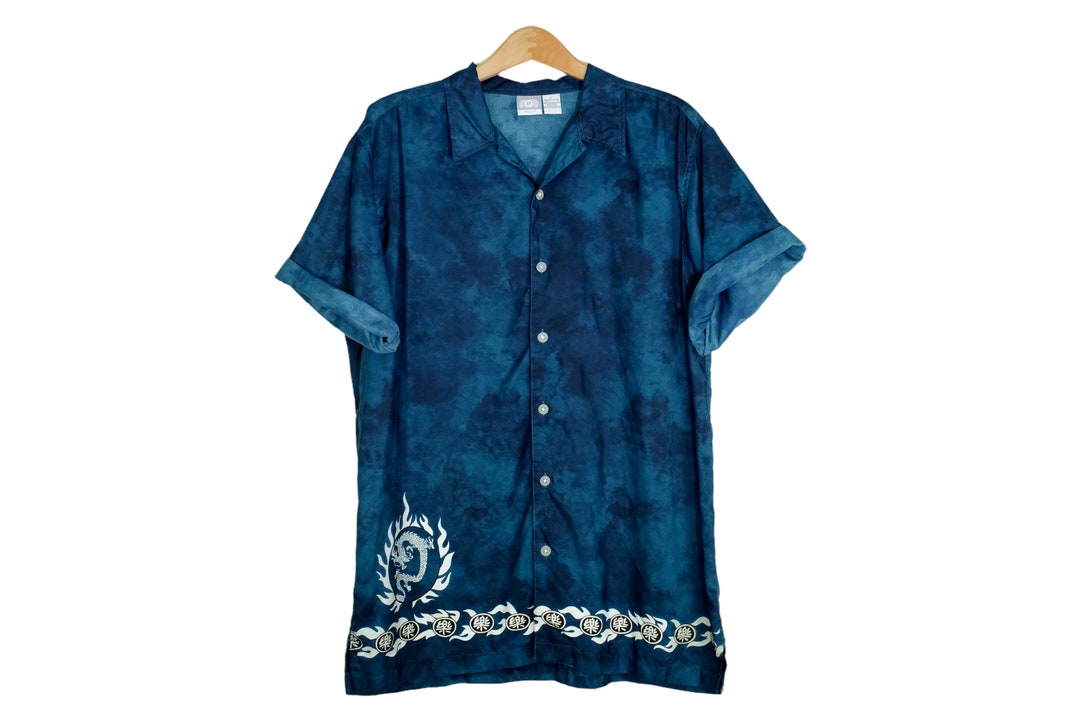 Y2K Tribal Dragon Button up Millennium Hard Style Shirt - Etsy