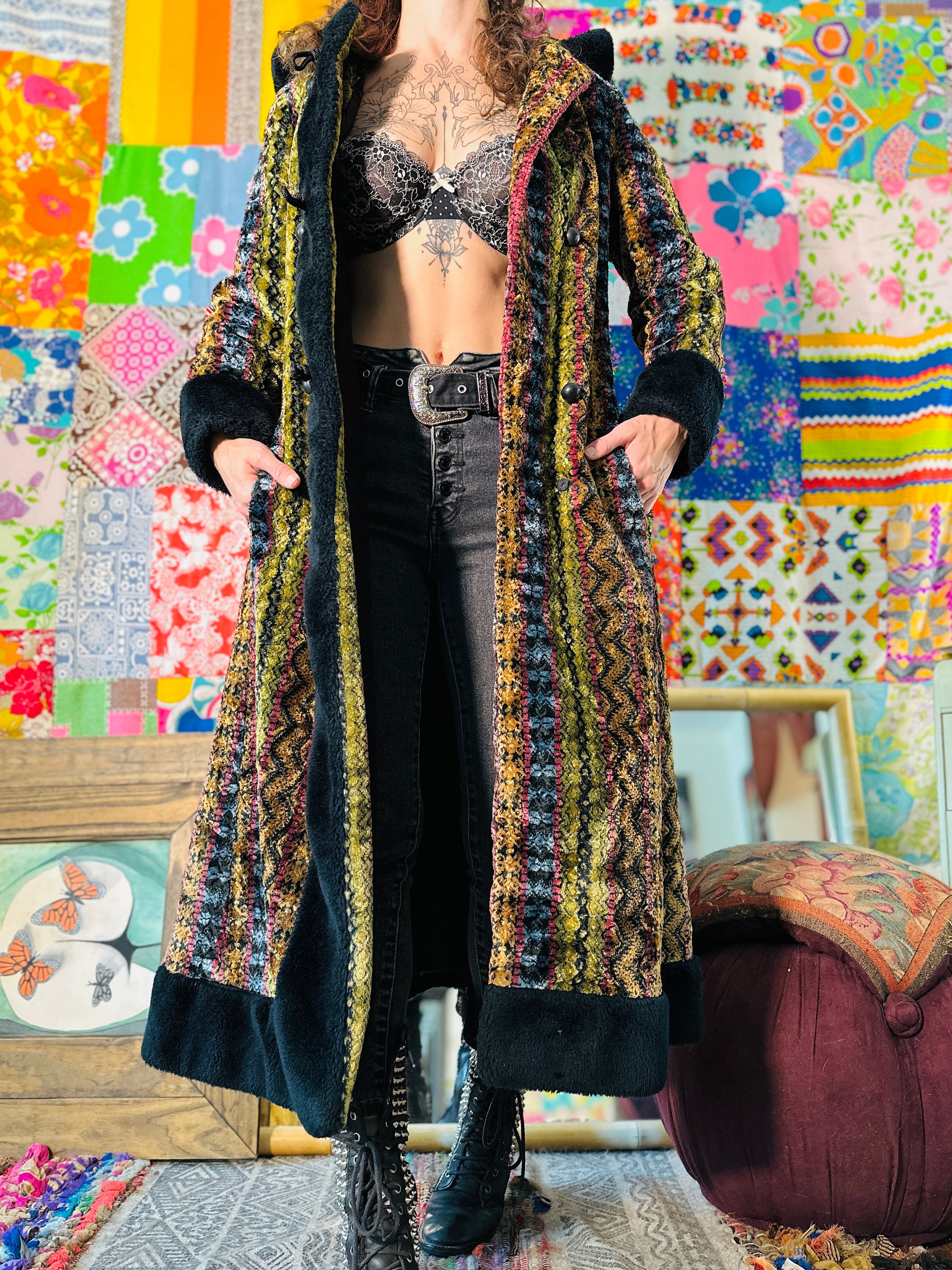 FULLY RESTORED RARE 70s Tapestry Coat - 70s Hooded Tapestry FULLY RESTORED RARE 70s Tapestry Coat - 70s Hooded Tapestry