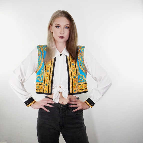 90s Ornate Vested Blouse 90s Designer-inspired Blouse 90s | Etsy