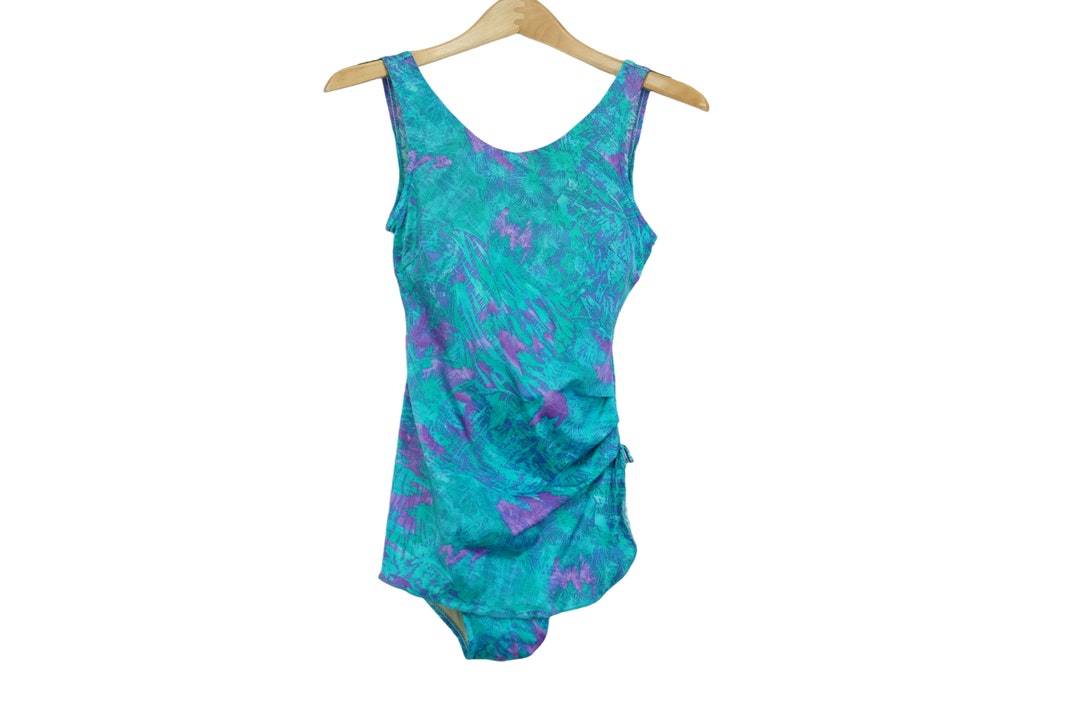 90s Tie Hip One-piece Bathing Suit - 90s Pastel Swim One-piece - Jewel ...