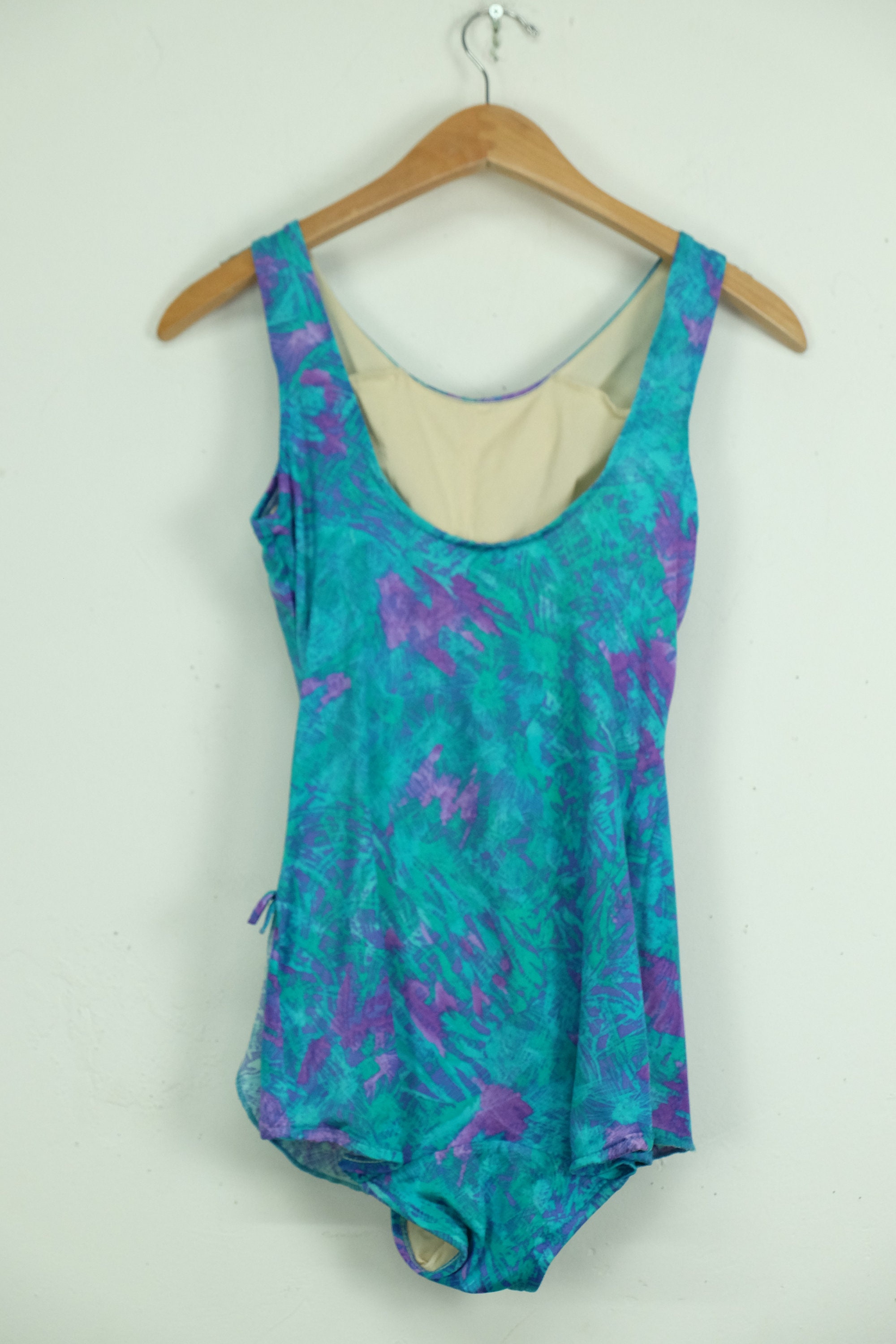 90s Tie Hip One-piece Bathing Suit 90s Pastel Swim One-piece - Etsy