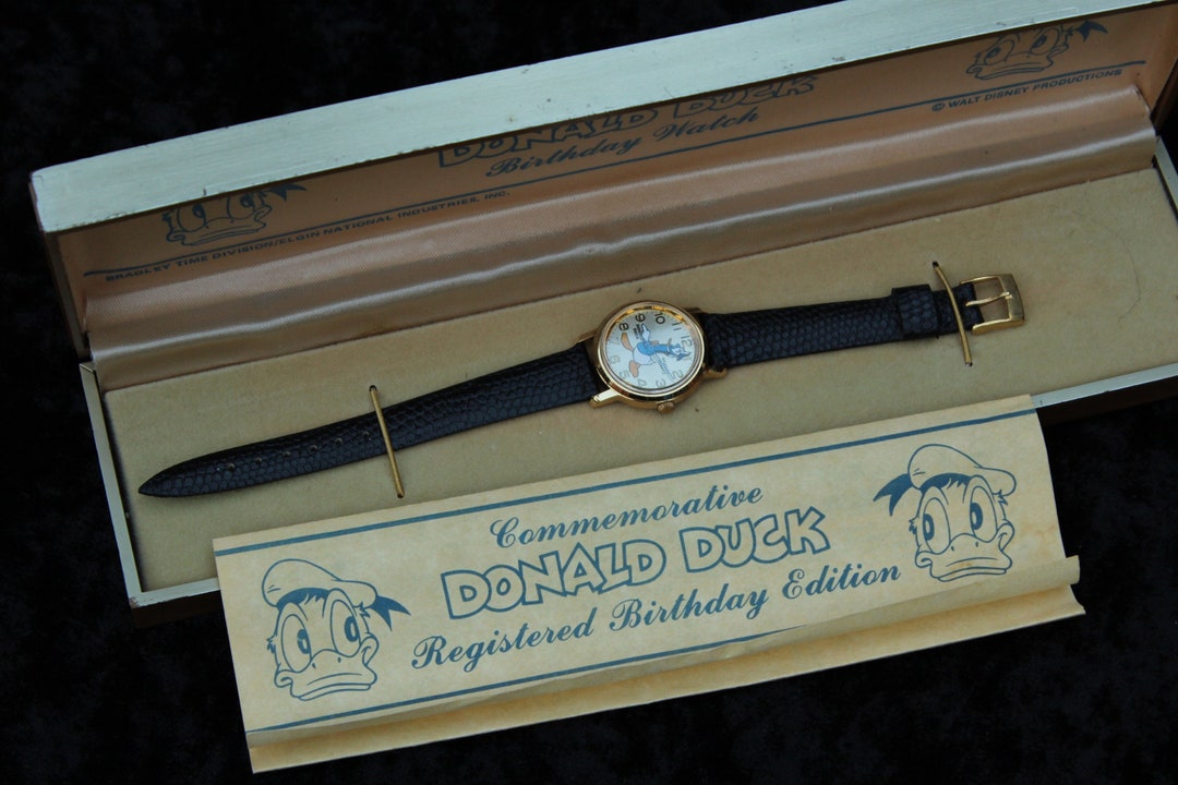 RARE Walt Disney Donald Duck Watch by Bradley - 1960s Commemorative ...