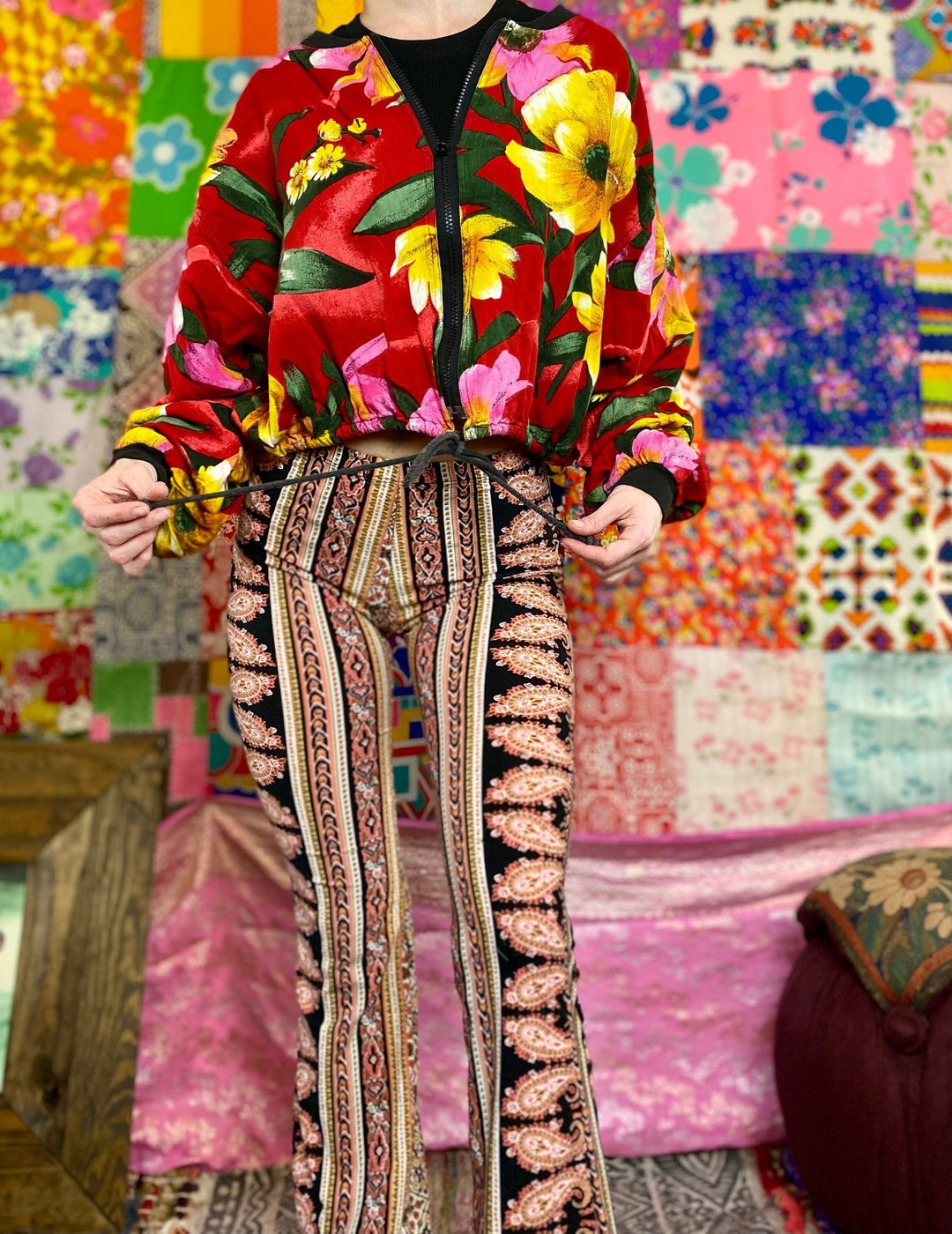 90s Tropical Track Jacket Vintage Cropped Track Jacket Tropical Bomber ...