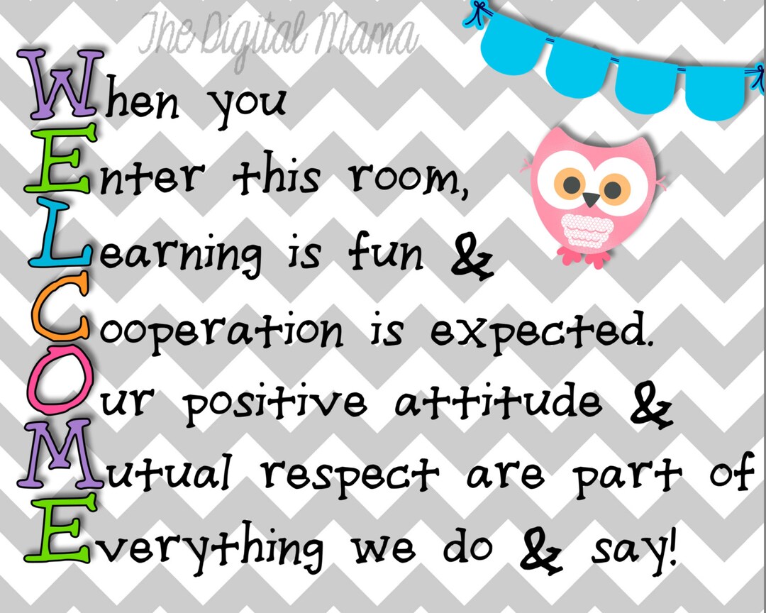 8x10 Classroom Welcome Poster - Digital Download - Etsy