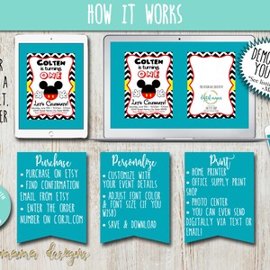 EDIT YOURSELF - Mickey Mouse 1st 2nd Birthday Party Invitation - Mickey ...
