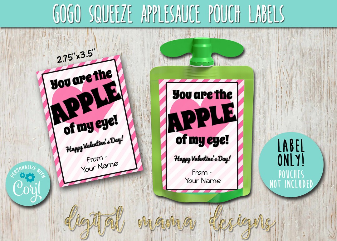 EDIT YOURSELF - PRINTABLE Valentine's Day Gogo Squeeze Applesauce Label ...
