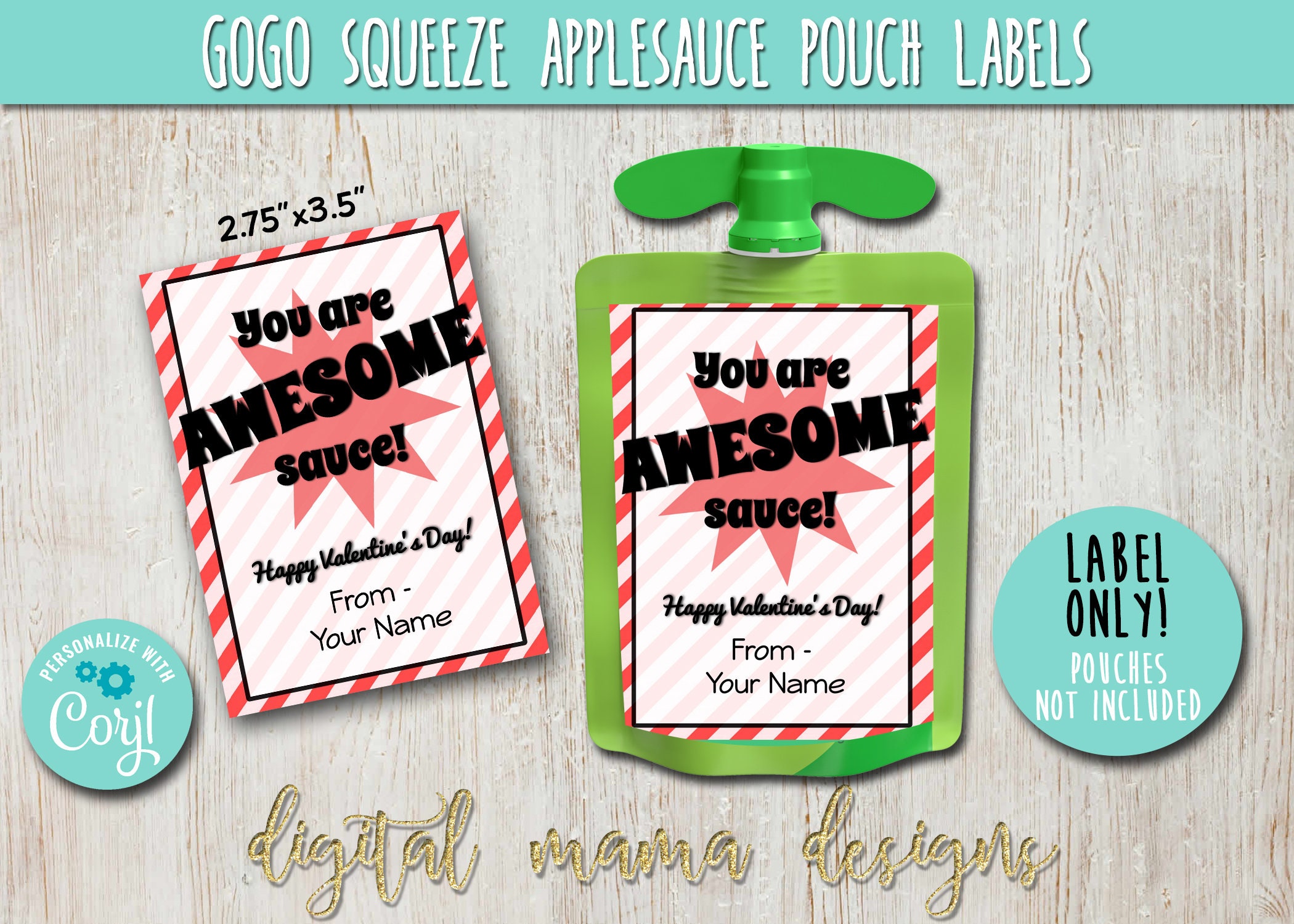 EDIT YOURSELF - PRINTABLE Valentine's Day Gogo Squeeze Applesauce Label ...