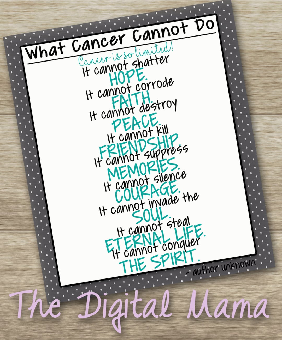 INSTANT DOWNLOAD - What Cancer Cannot Do Poem - Motivational Poster ...