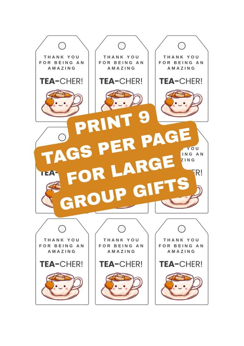 Teacher Appreciation Tea Gift Tag | Printable Thank You (PDF Download ...