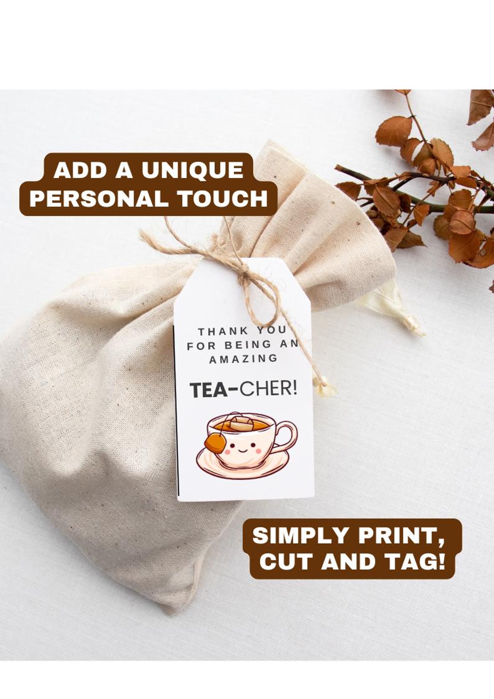 Teacher Tea Gift Tag | Thank You, Teacher Appreciation Gift - Etsy