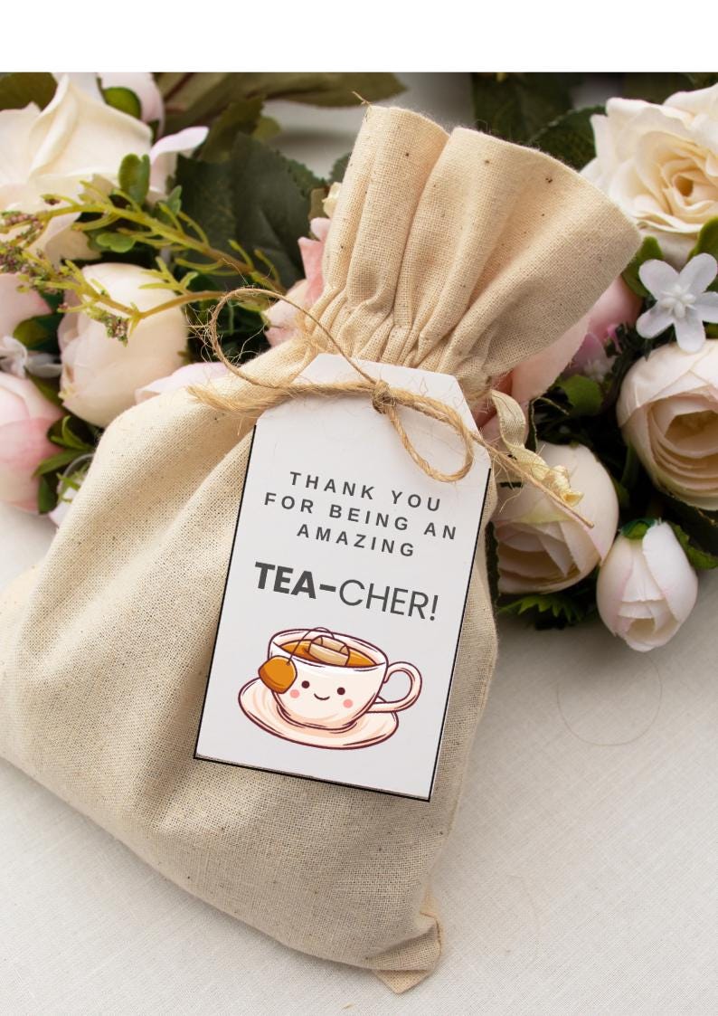 Teacher Tea Gift Tag | Thank You, Teacher Appreciation Gift - Etsy