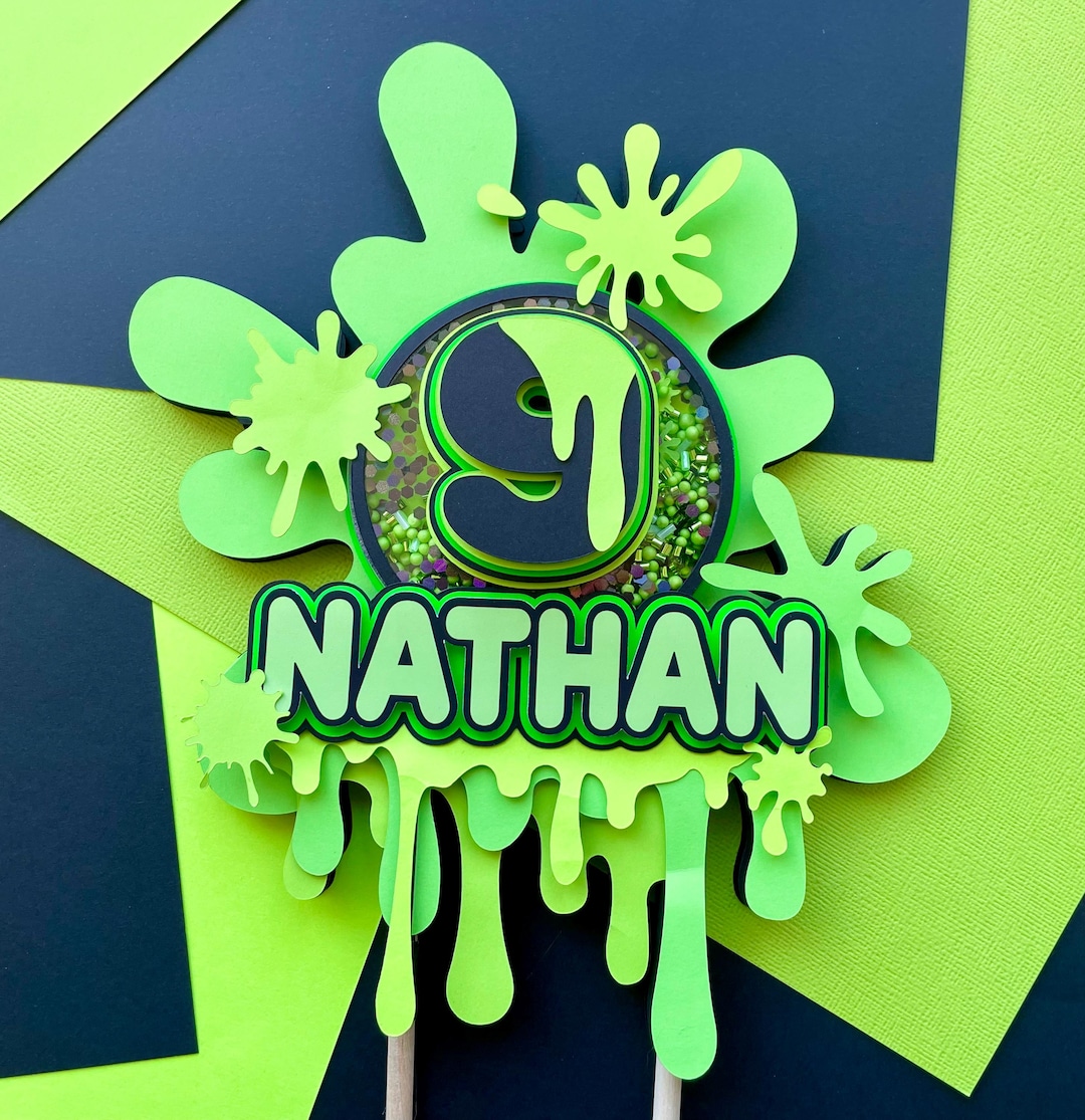 Slime Birthday Cake Topper: Personalized Shaker, Light-up Option - Etsy