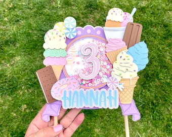 Ice Cream Party Cake Topper Birthday Party Decor Ice Cream Cake Topper ...