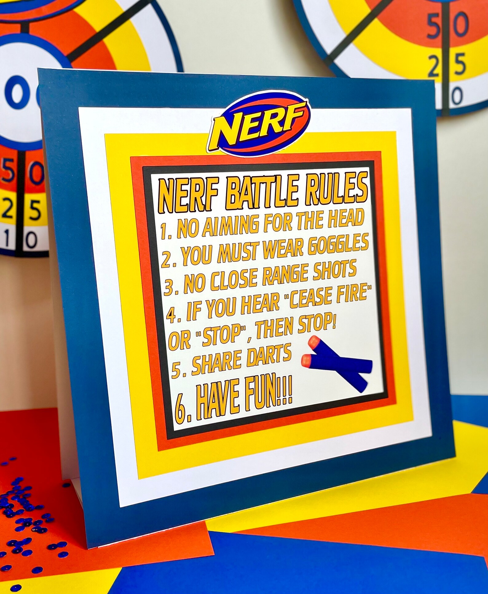 Nerf Targets/ Nerf Rules Sign/ Nerf Cupcake Toppers/ Nerf Thank You ...