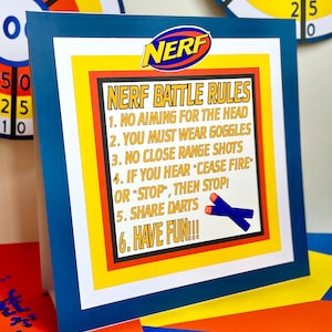 Nerf Targets/ Nerf Rules Sign/ Nerf Cupcake Toppers/ Nerf Thank You ...