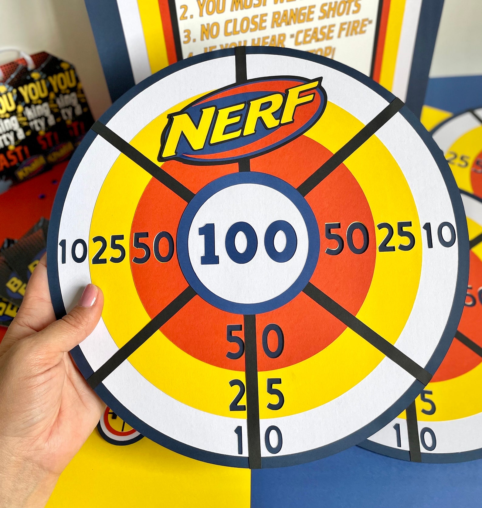 Nerf Targets/ Nerf Rules Sign/ Nerf Cupcake Toppers/ Nerf Thank You ...