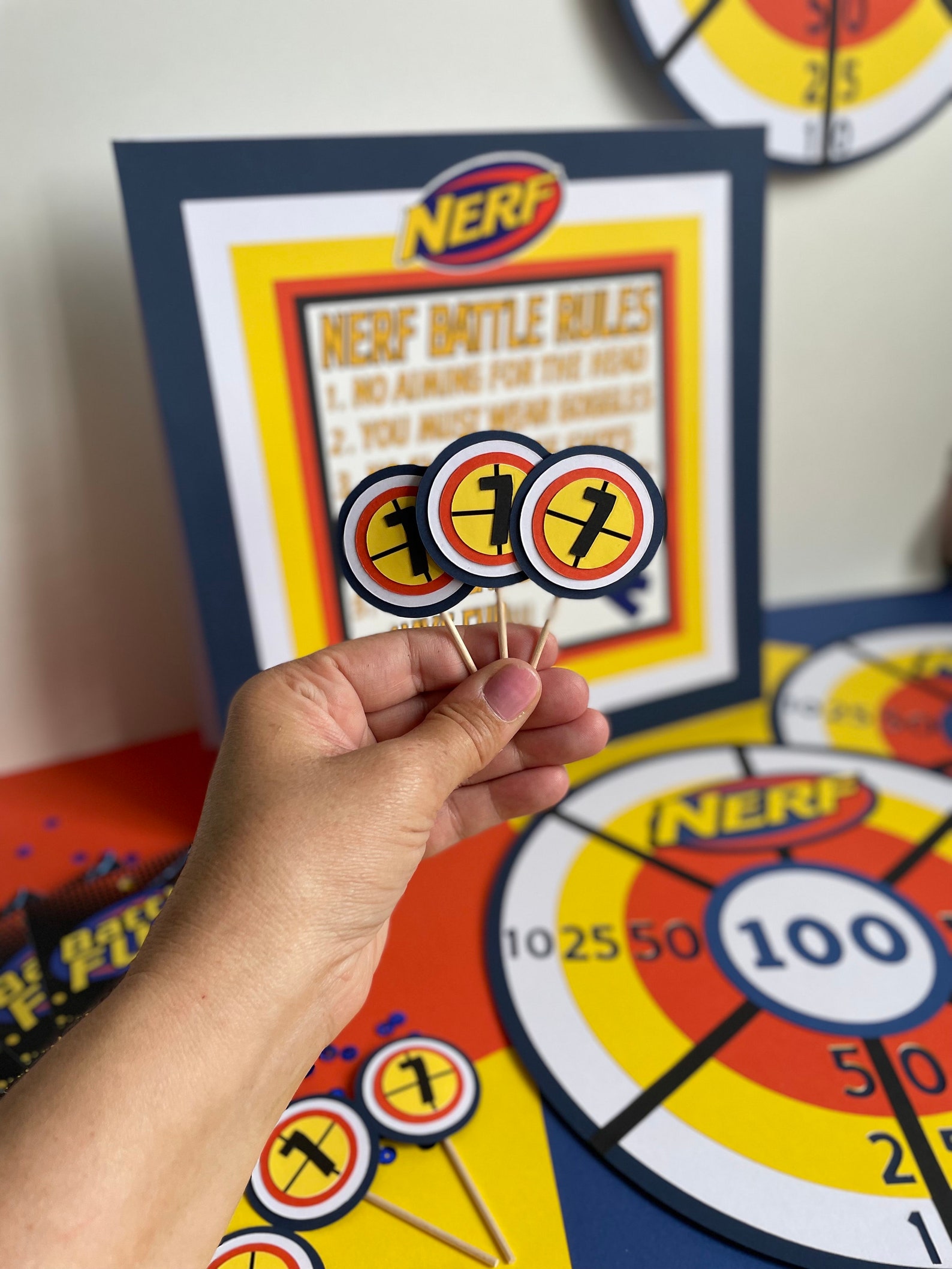 Nerf Targets/ Nerf Rules Sign/ Nerf Cupcake Toppers/ Nerf Thank You ...