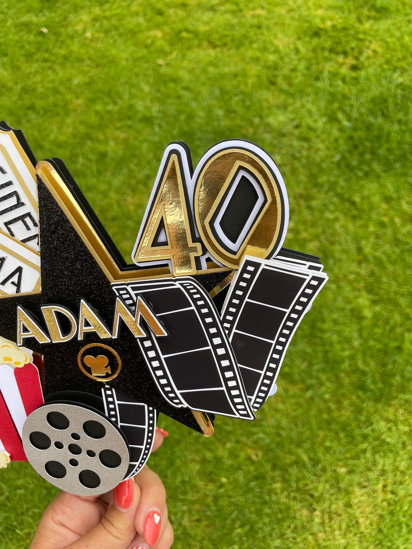 Movie Night Cake Topper: Hollywood Star, Cinema Theme, Light up Option ...