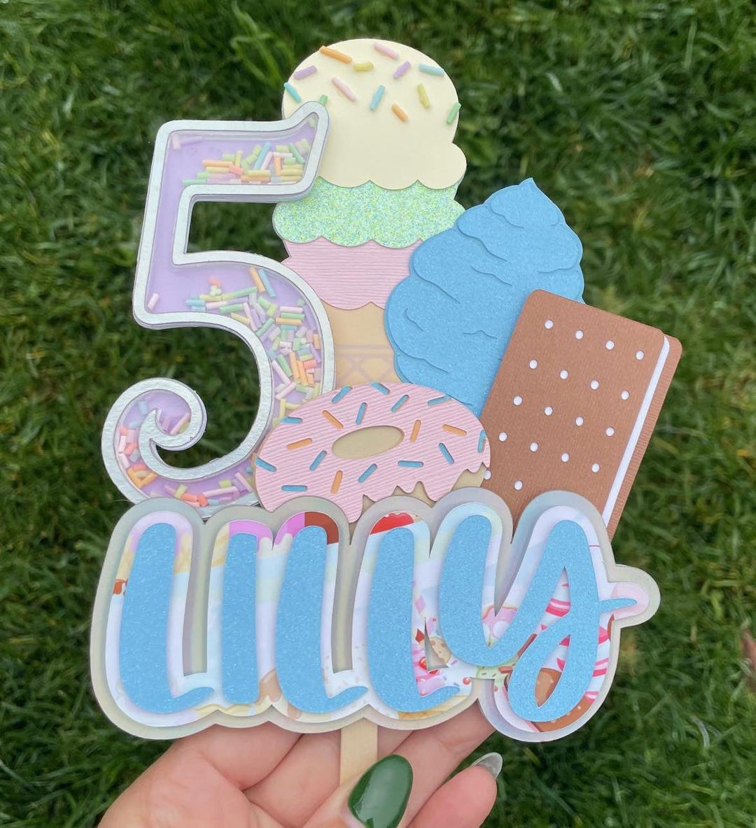 Ice Cream & Treats Topper/ice Cream Topper/candy Cake Topper/ Shaker ...