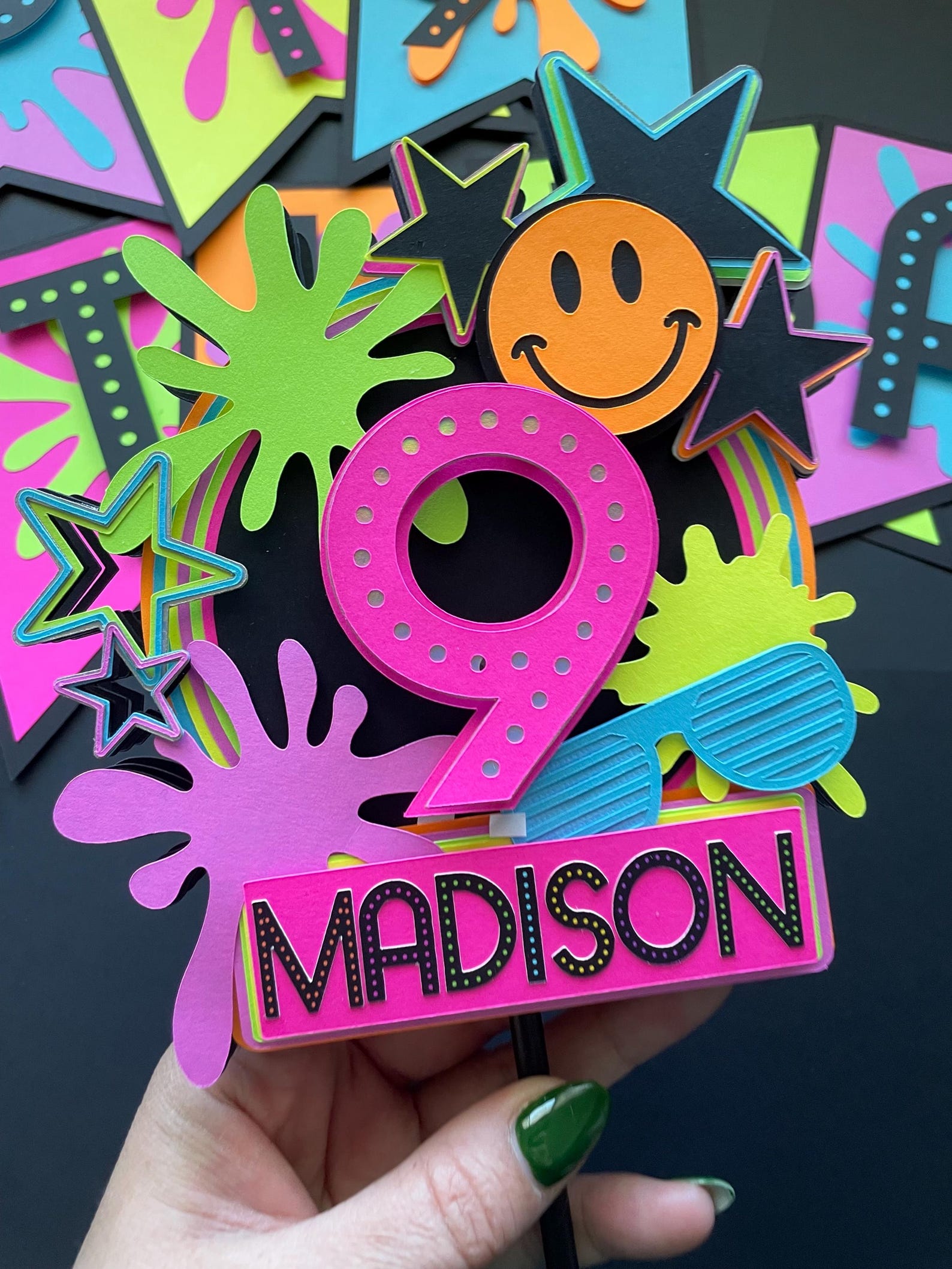 Glow Party Cake Topper: Neon Birthday Decoration With Lights - Etsy