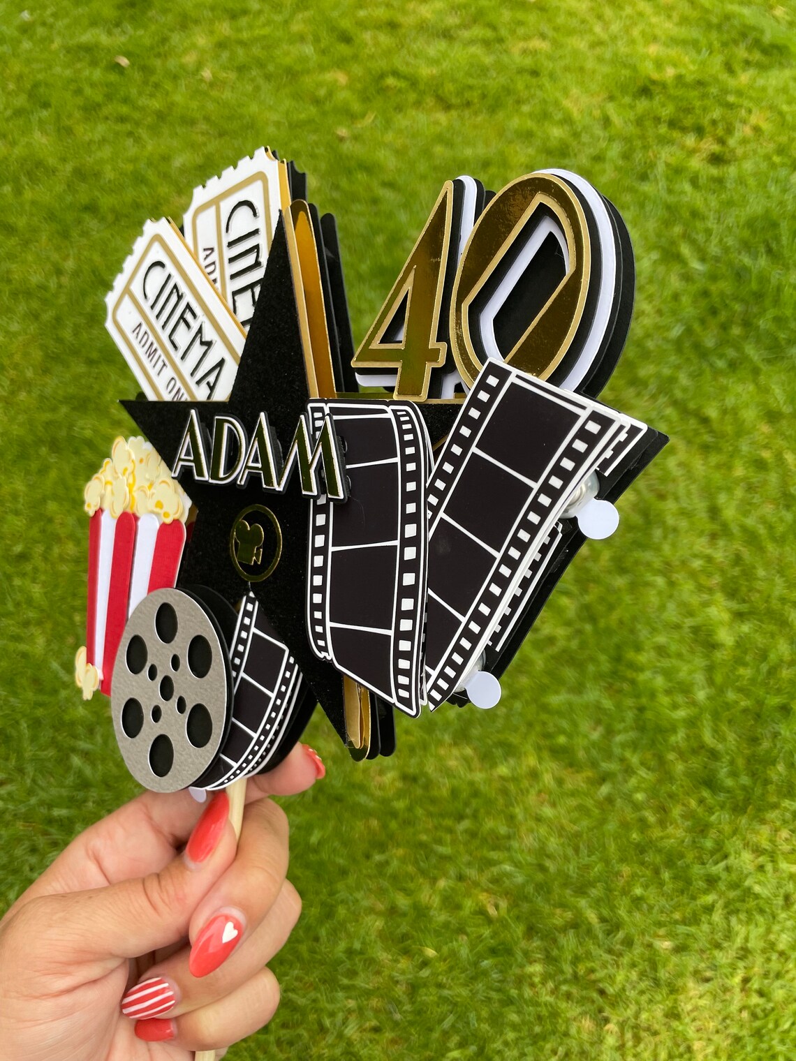 Movie Night Cake Topper: Hollywood Star, Cinema Theme, Light up Option ...
