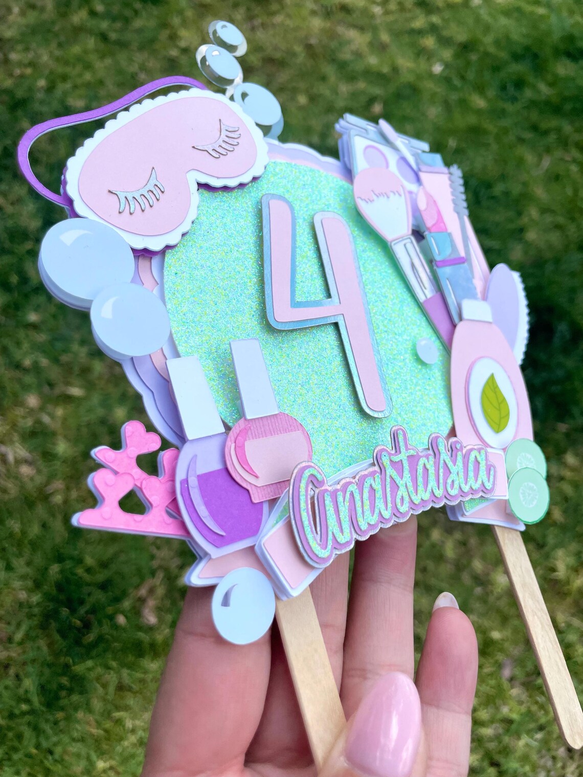 Makeup Theme Birthday Cake Topper: Spa Party Decoration - Etsy