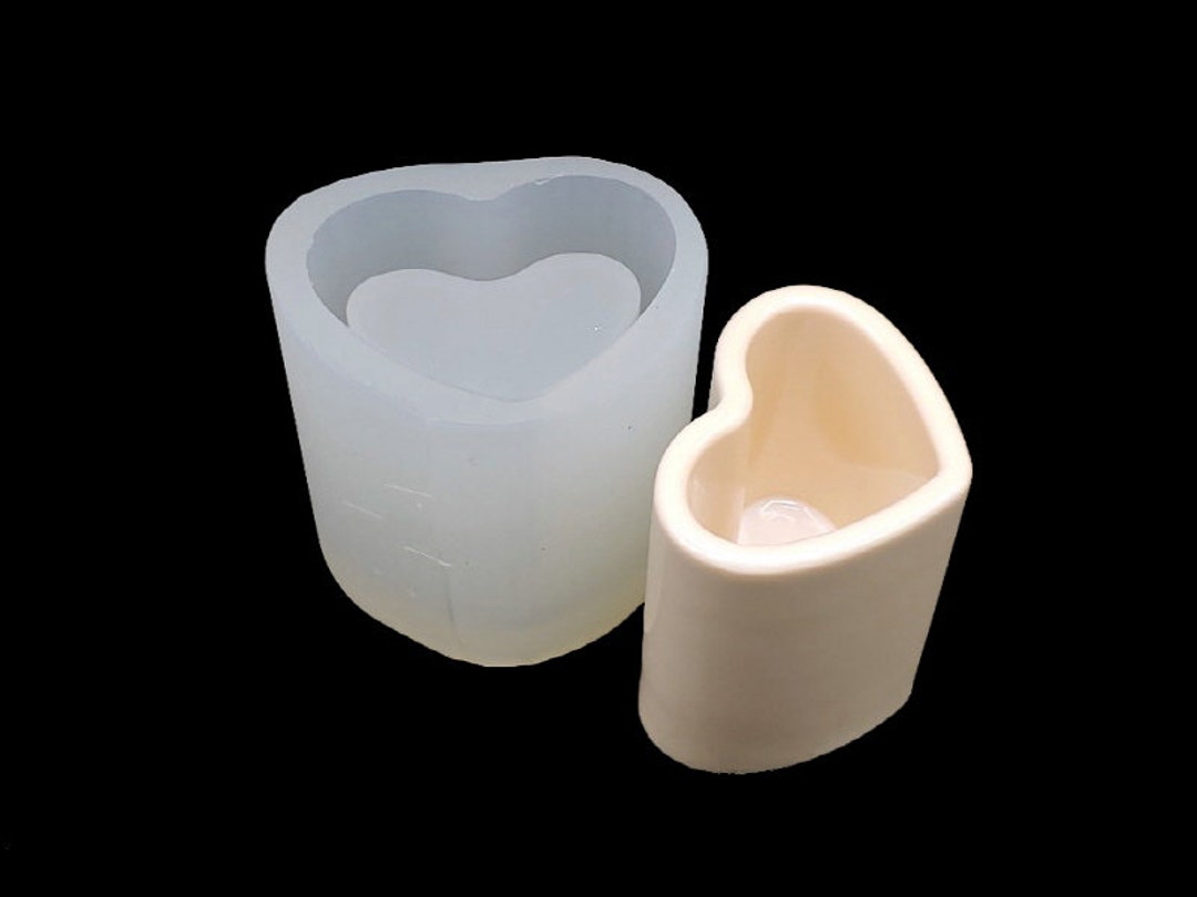 Silicone Mold Heart Column Vase Casting Mold Heart Column Vase Candle ...