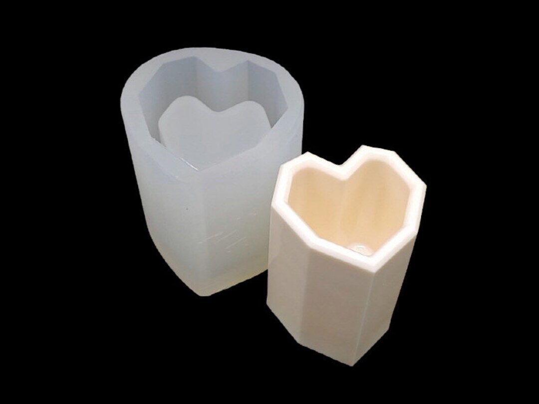 Silicone Mold Square Heart Column Vase Casting Mold Square Heart Column ...