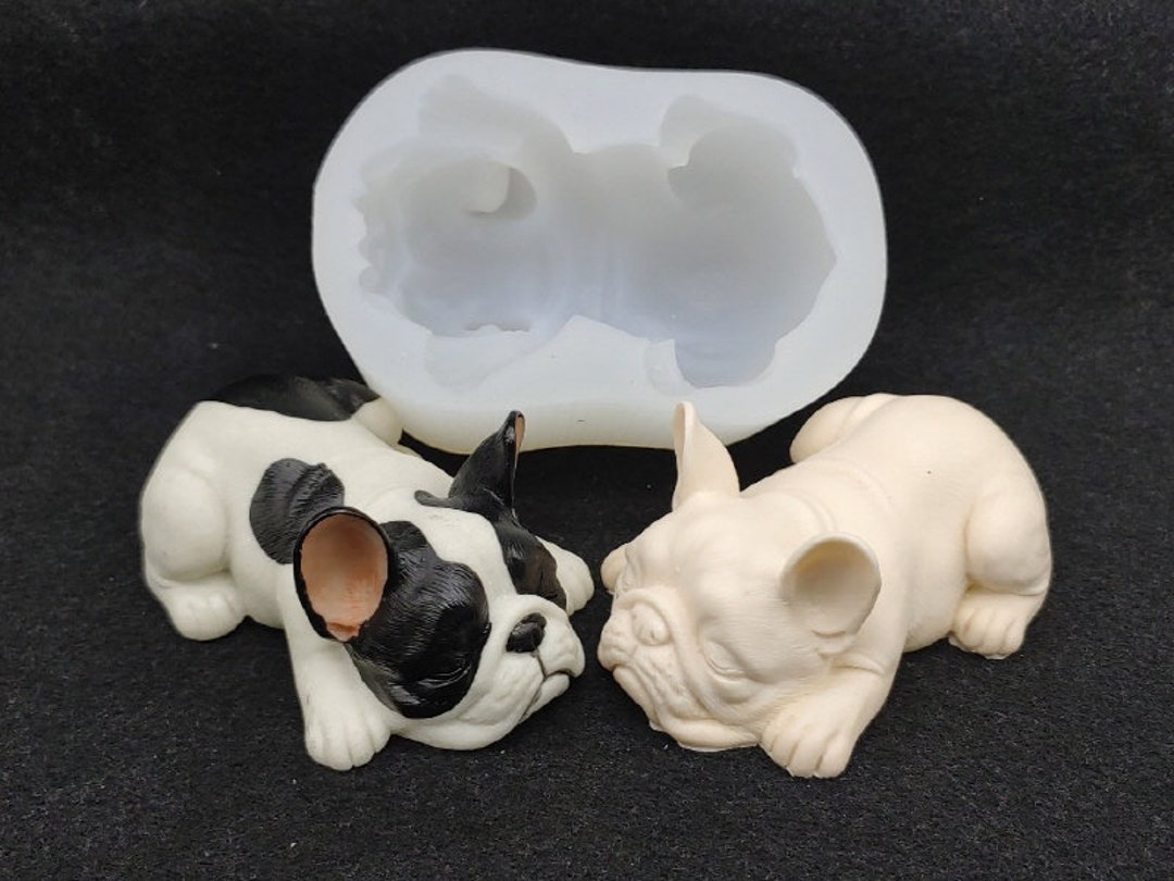 Silicone Mold Sleeping Bulldog L Casting Mold Candle, Raysin ...
