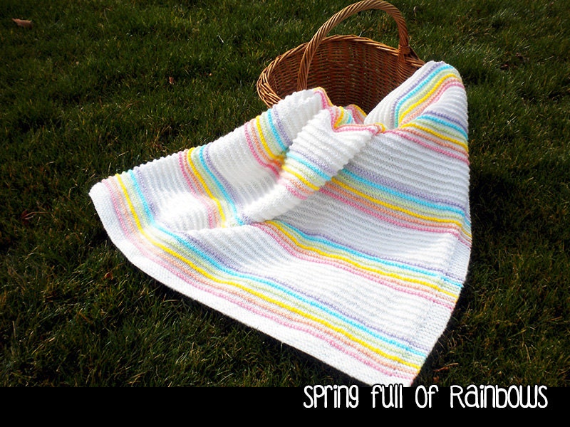 Spring Full of Rainbows Baby Blanket Knitting Pattern - Etsy